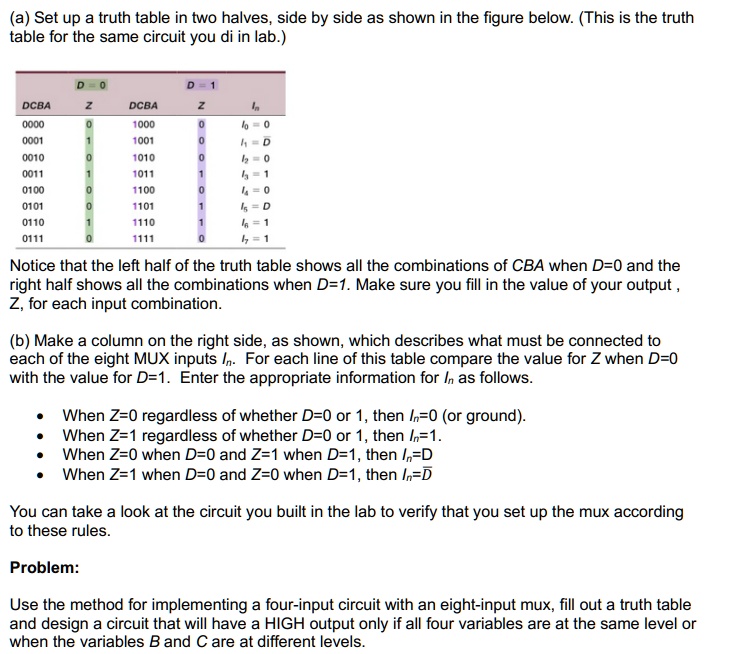 a set up a truth table in two halves side by side as shown in the ...