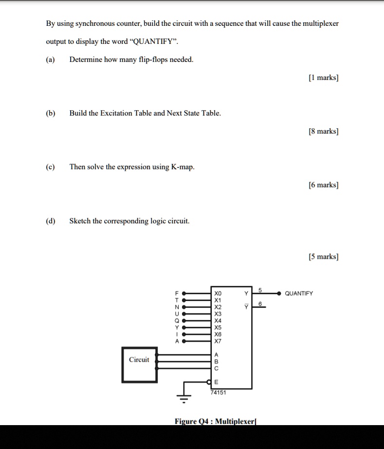 SOLVED: By using synchronous counter, build the circuit with a sequence that will cause the ...