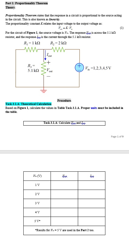 SOLVED: Part 1: Proportionality Theorem Theory: in the circuit. This is ...