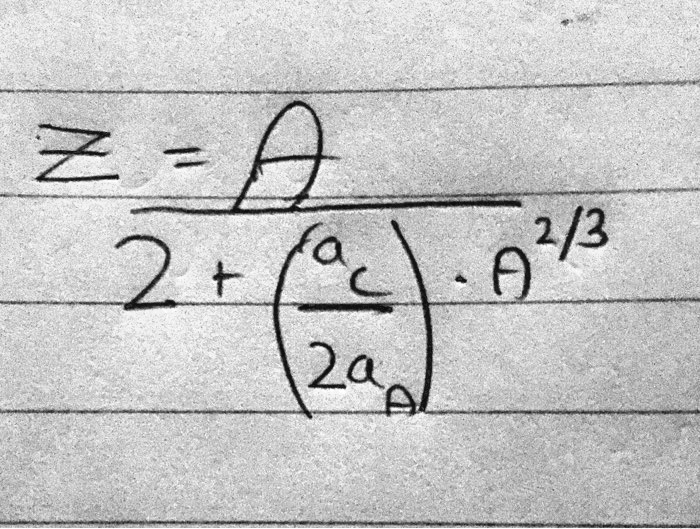 Ξ= (θ)/(2 + ((ac)/(2aA)) ·A^2/3 )