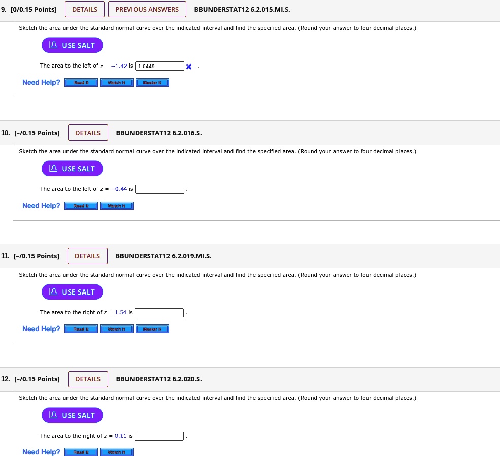 SOLVED: 9. [0/0.15 Points] DETAILS PREVIOUS ANSWERS BBUNDERSTAT12 6.2.015.MI.S Sketch the area ...