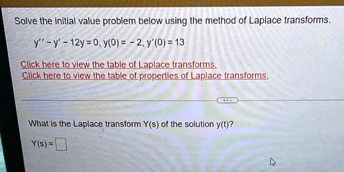 SOLVED: Solve the initial value problem below using the method of ...