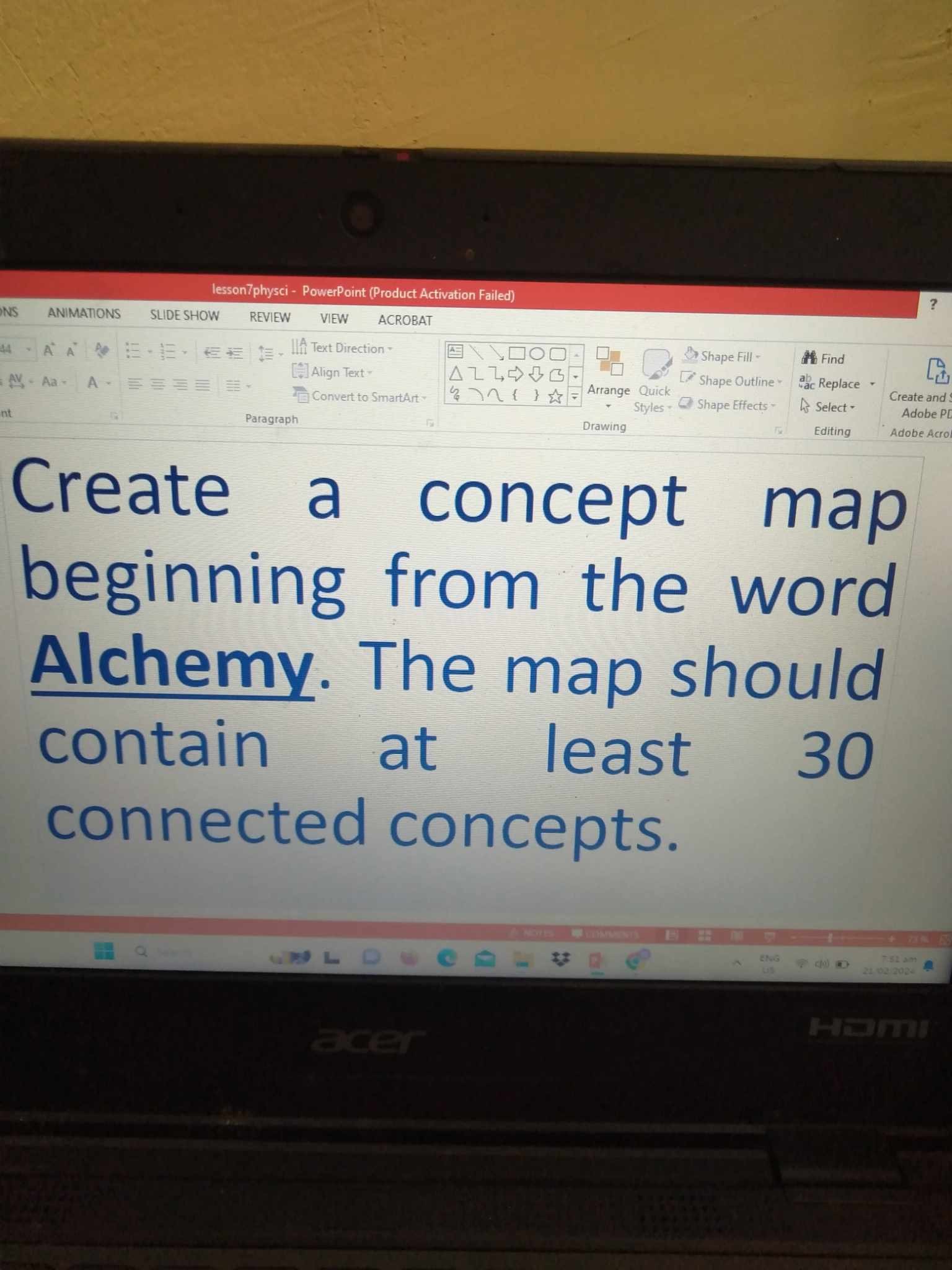 Create a concept map beginning from the word Alchemy. The map should ...