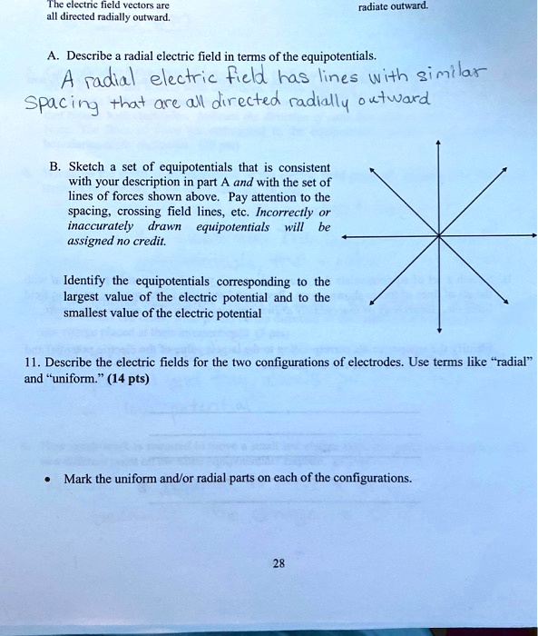 tha electnc field vectors are all directed rudially outward radiate ...