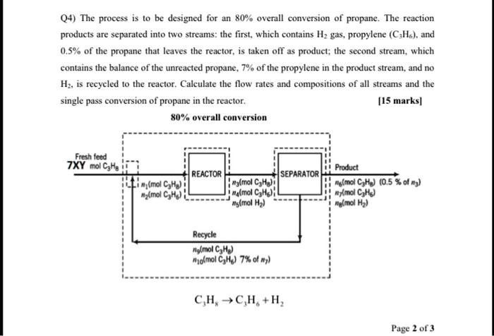 Q4) The process is to be designed for an 80% overall conversion of ...