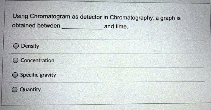 SOLVED: Using Chromatogram as detector in Chromatography, a graph is ...