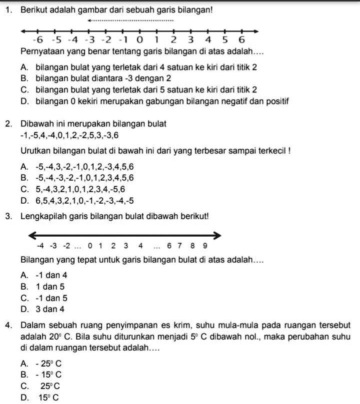 SOLVED: Tolong Jawab Kak Please Berikut adalah gambar dari sebuah garis bilangan! Pernyataan ...