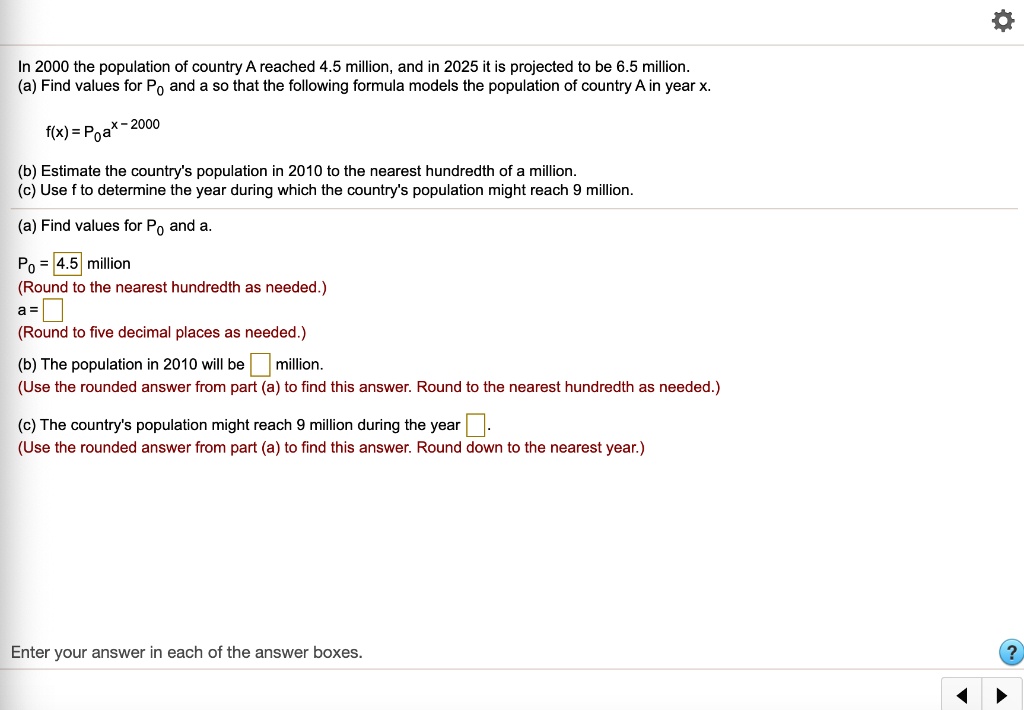 In 2000 the population of country A reached 4.5 million, and in 2025 it ...
