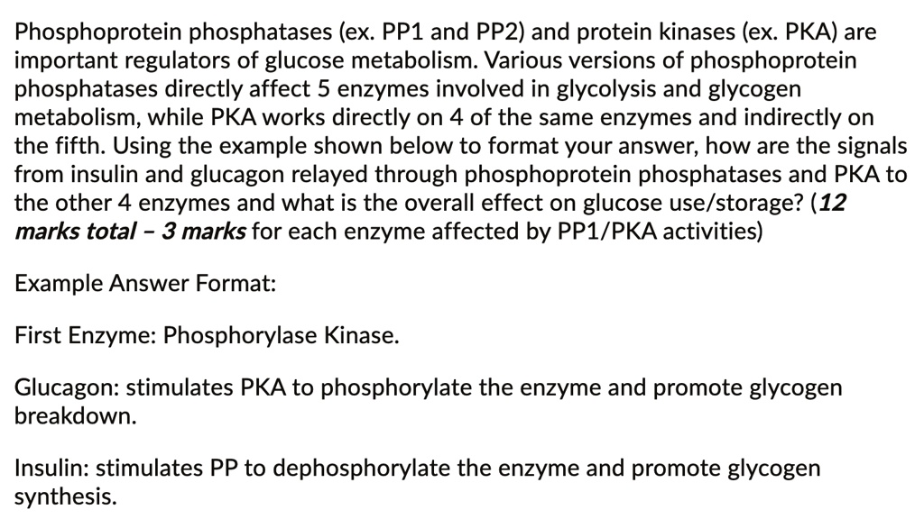 SOLVED: Phosphoprotein phosphatases (e.g. PP1 and PP2) and protein ...