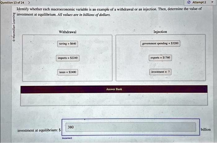 Question 13 of 24 > Macmillan Learning Attempt 2 Identify whether each ...