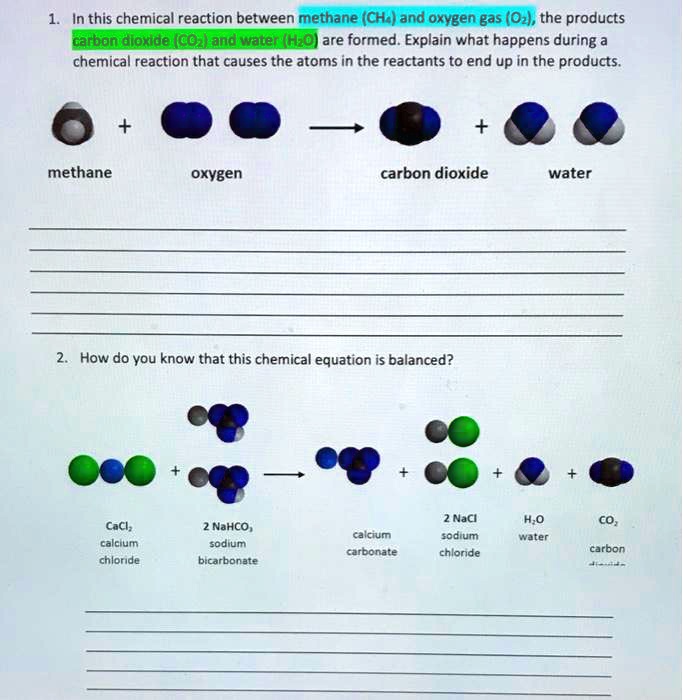 in this chemical reaction between methane ch and oxygen bas 0z the ...