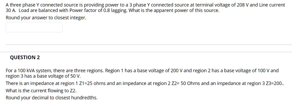 SOLVED: A three-phase Y-connected source is providing power to a three ...