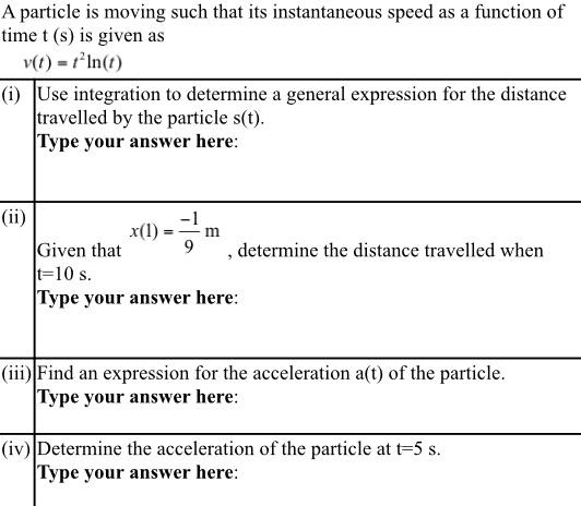 SOLVED: A particle is moving such that its instantaneous speed as a function of time t (s) is ...