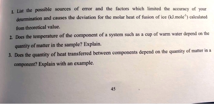 listthe possible sources error and the factors which limited the ... listthe possible sources error and the factors which limited the ...