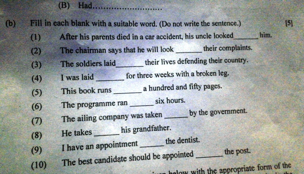 challenge can you solve clear photo ok b had 6 fill in each blank with a suitable word do not ...