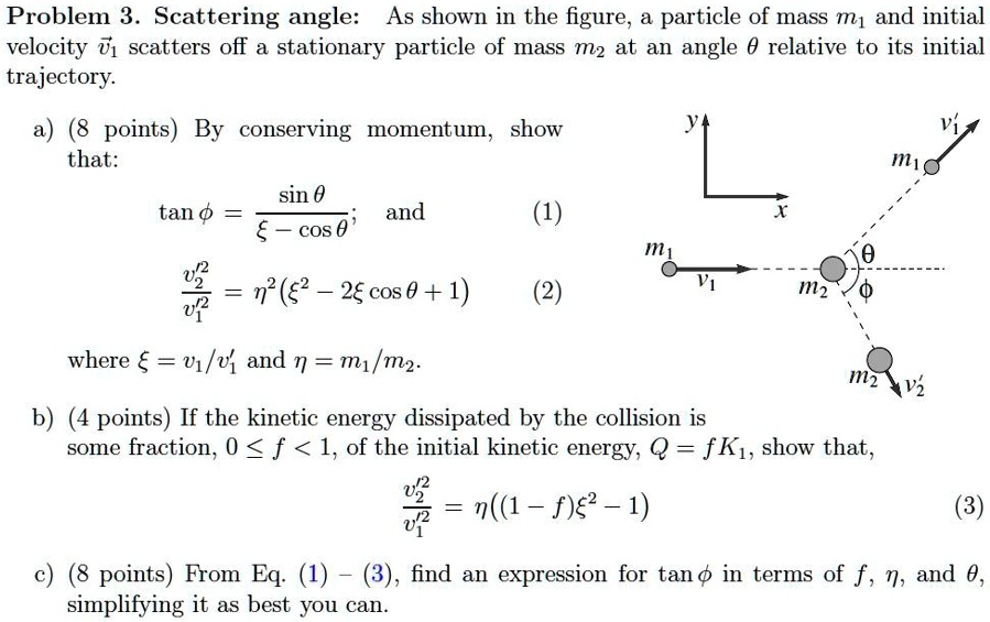 SOLVED: Problem 3. Scattering angle: As shown in the figure, particle ...