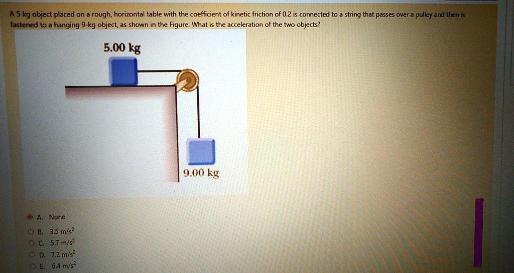 SOLVED: A 5kg object is placed on a rough, horizontal table with a ...