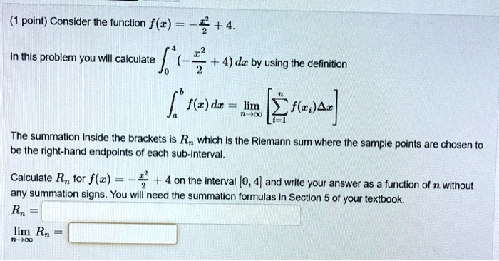 SOLVED: point) Consider the function f (x) = 2 +4 In this problem you ...