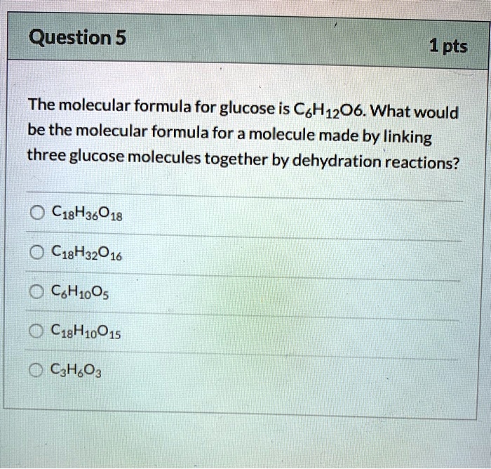 SOLVED The Molecular Formula For Glucose Is C6H12O6 What Would Be The solved-the-molecular-formula-for-glucose-is-c6h12o6-what-would-be-the