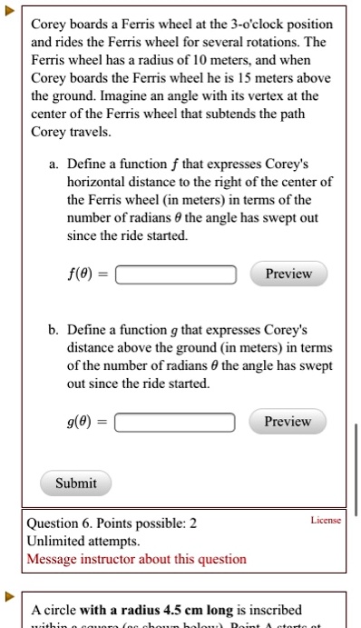 corey boards ferris wheel at the 3 0eloek position and rides the ferris ...