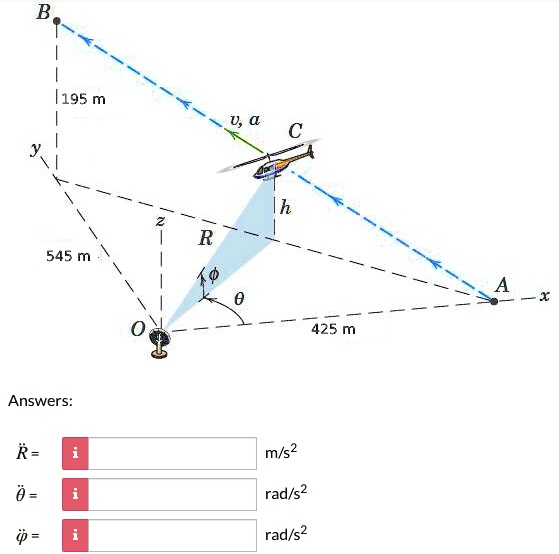 SOLVED: A helicopter starts from rest at point A and travels along the ...