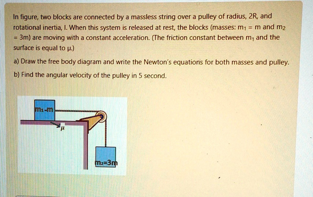 SOLVED: Texts: In the figure, two blocks are connected by a massless string over a pulley of ...