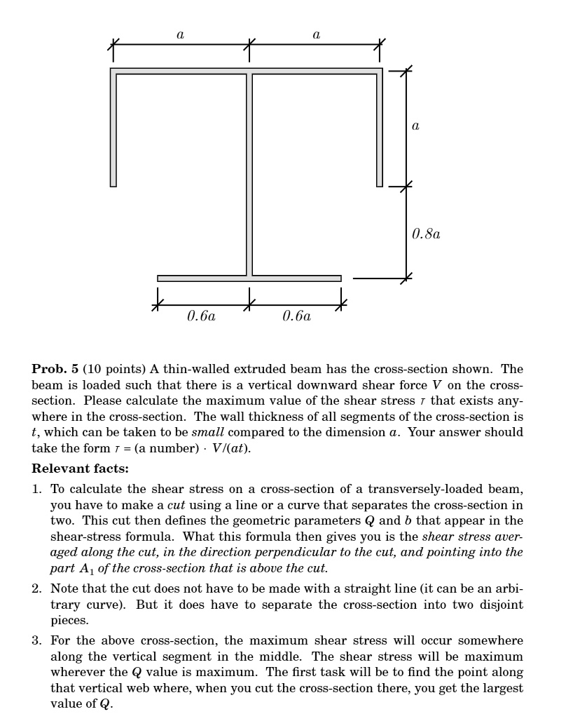 0sa 06a 06a prob 5 10 points a thin walled extruded beam has the cross ...