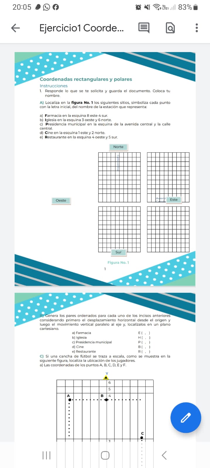 SOLVED: 20:05 Q ← Ejercicio1 Coorde... Coordenadas rectangulares y ...