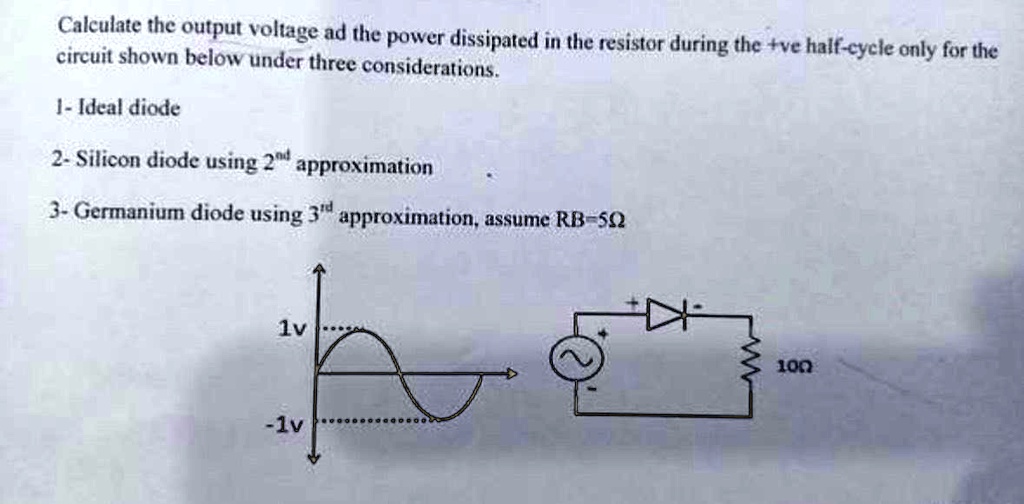 SOLVED: Calculate the output voltage ad the power dissipated in the ...