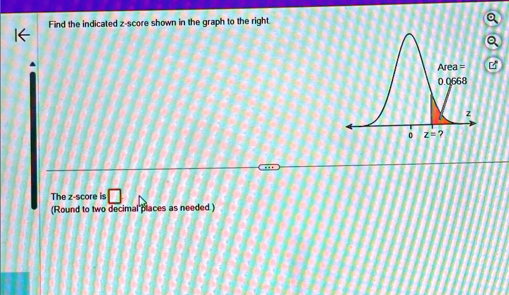 Find the indicated z-score shown in the graph to the right. The z-score ...