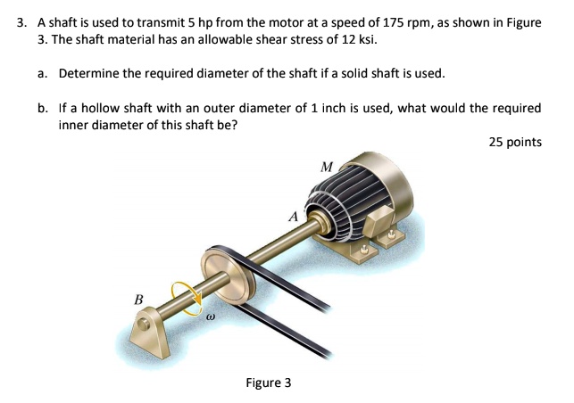 SOLVED: A shaft is used to transmit 5 hp from the motor at a speed of ...