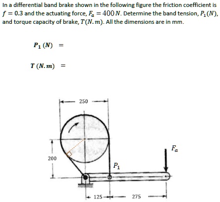 SOLVED: In a differential band brake Shown in the following figure the ...