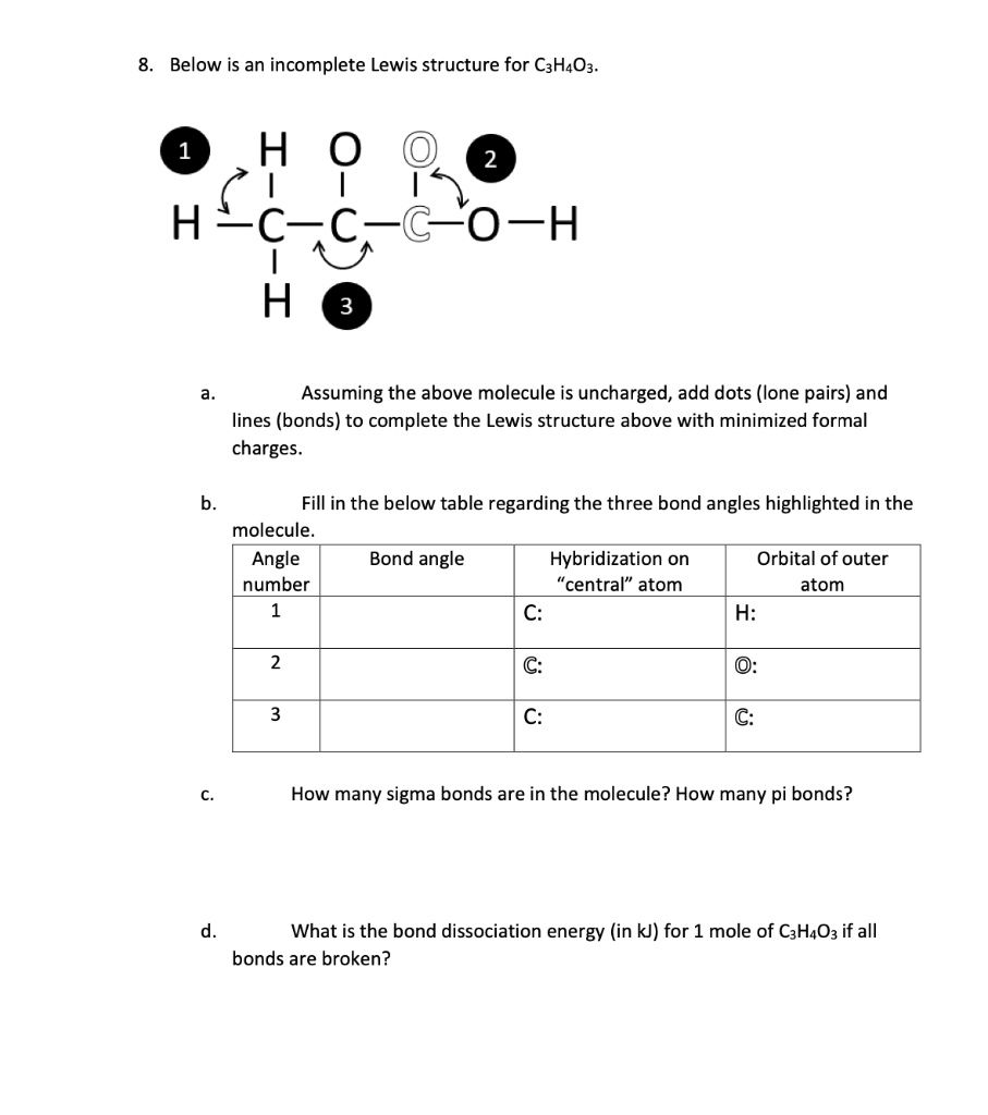SOLVED:Below is an incomplete Lewis structure for CzHaOz_ H H C_O-H A ...