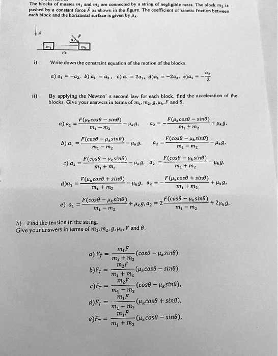 SOLVED: Can you solve it for me quickly? Pushed by a constant force F as shown in the figure ...