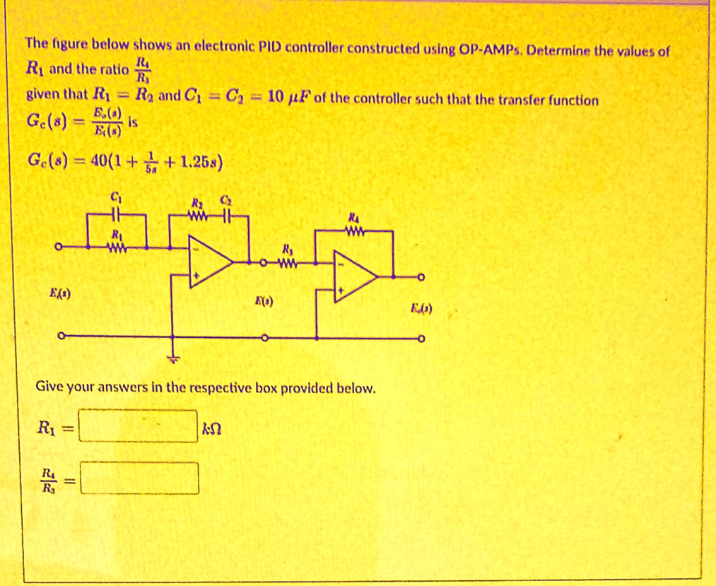 the figure below shows an electronlc pid controller constructed using ...