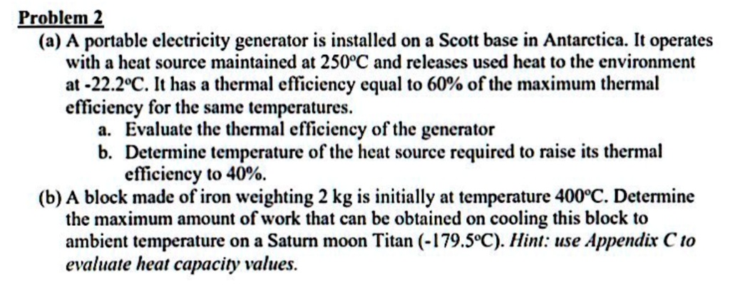 SOLVED: (a) A portable electricity generator is installed on a Scott ...