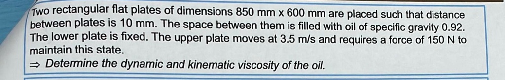 SOLVED: Two rectangular flat plates of dimensions 850mm imes 600mm are ...