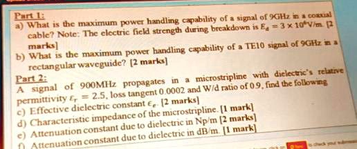 SOLVED: What is the maximum power handling capability of a signal of 9 ...