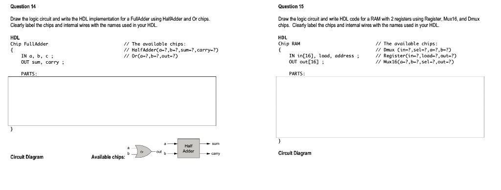 Solved Question 14 Question 15 Draw The Logic Circuit And Write The Hdl Implementation For A