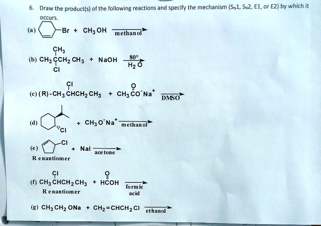 SOLVED: Draw the product(s) of the following reactions and specify the ...