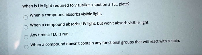 when is uv light required to visualize spot on tlc plate when compound ...