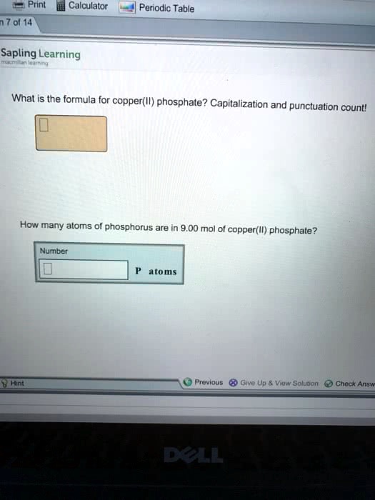 SOLVED: ' What is the formula for copper(II) phosphate? Capitalization ...