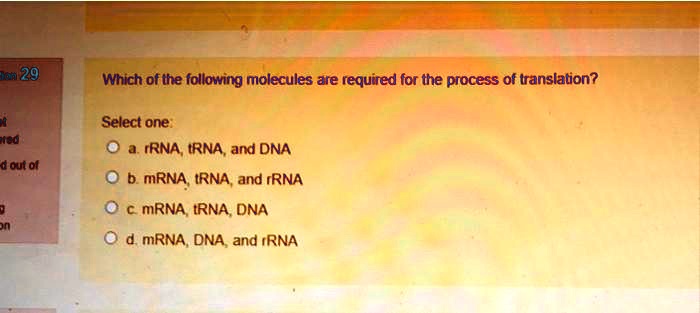SOLVED:Which ofthe following molecules are required for the process of ...