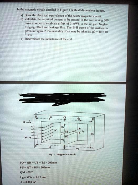 SOLVED: In the magnetic circuit detailed in Figure 1 with all dimensions in mm, draw the ...