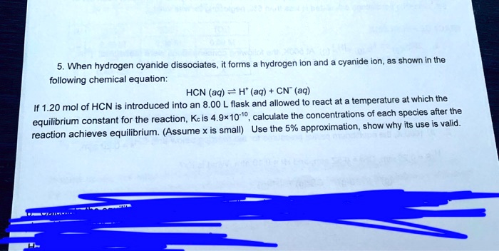 Cyanide dissociates and forms hydrogen ion and cyanide ion, as shown in ...
