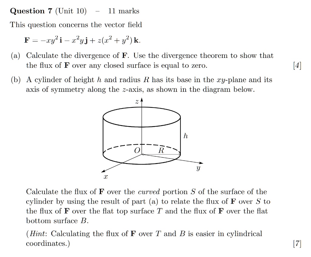 Question 7 Unit 10 11 Marks This Question Concerns The Vector Field