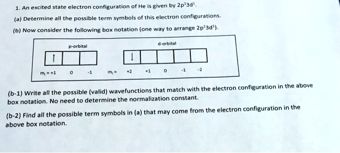 Solved An Excited State Electron Configuration Of He Given By 2p3d