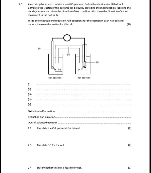 SOLVED:cettaln &akanic cell contains lead lv)-platinum half-cellland a ...