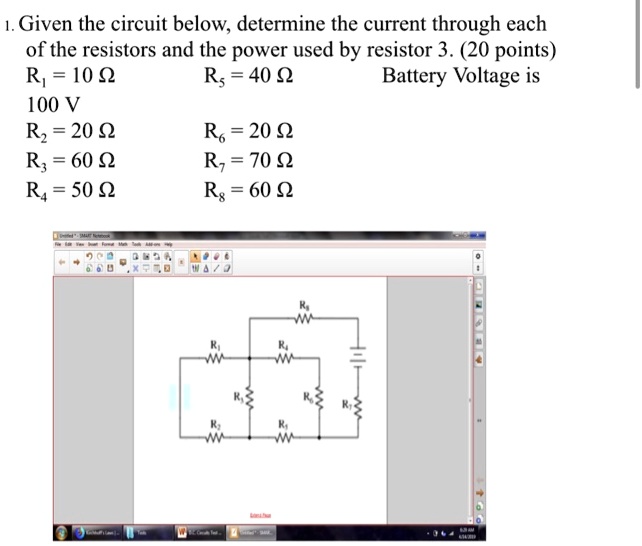 SOLVED: 1 Given the circuit below, determine the current through each of the resistors and the ...