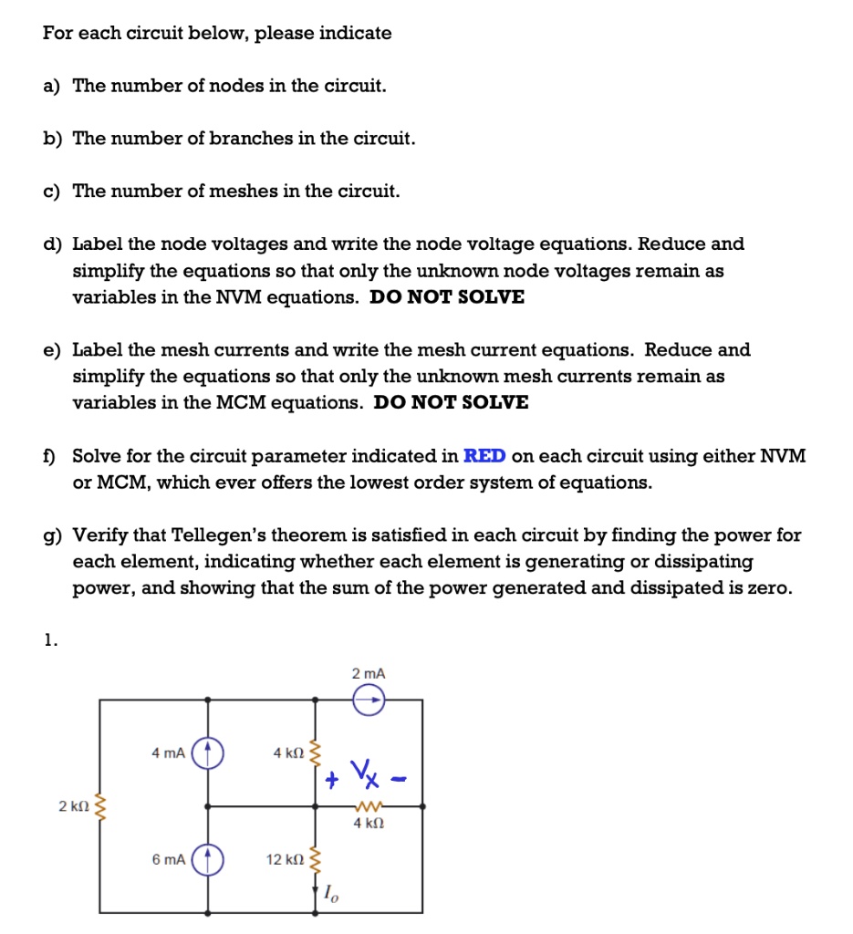 For each circuit below, please indicate a) The number of nodes in the circuit. b) The number of ...